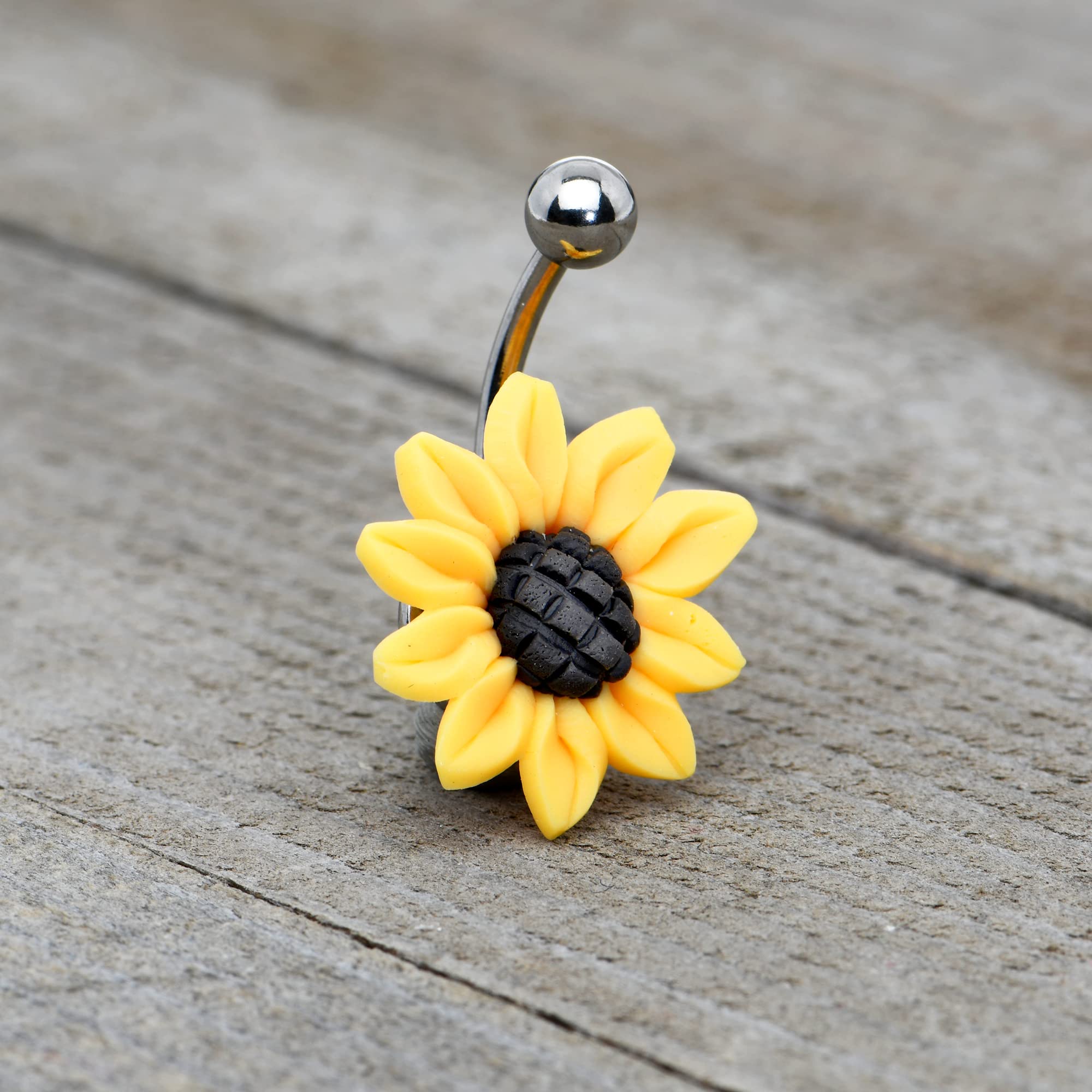 Body Candy Stunning Sunflower Belly Ring 14 Gauge