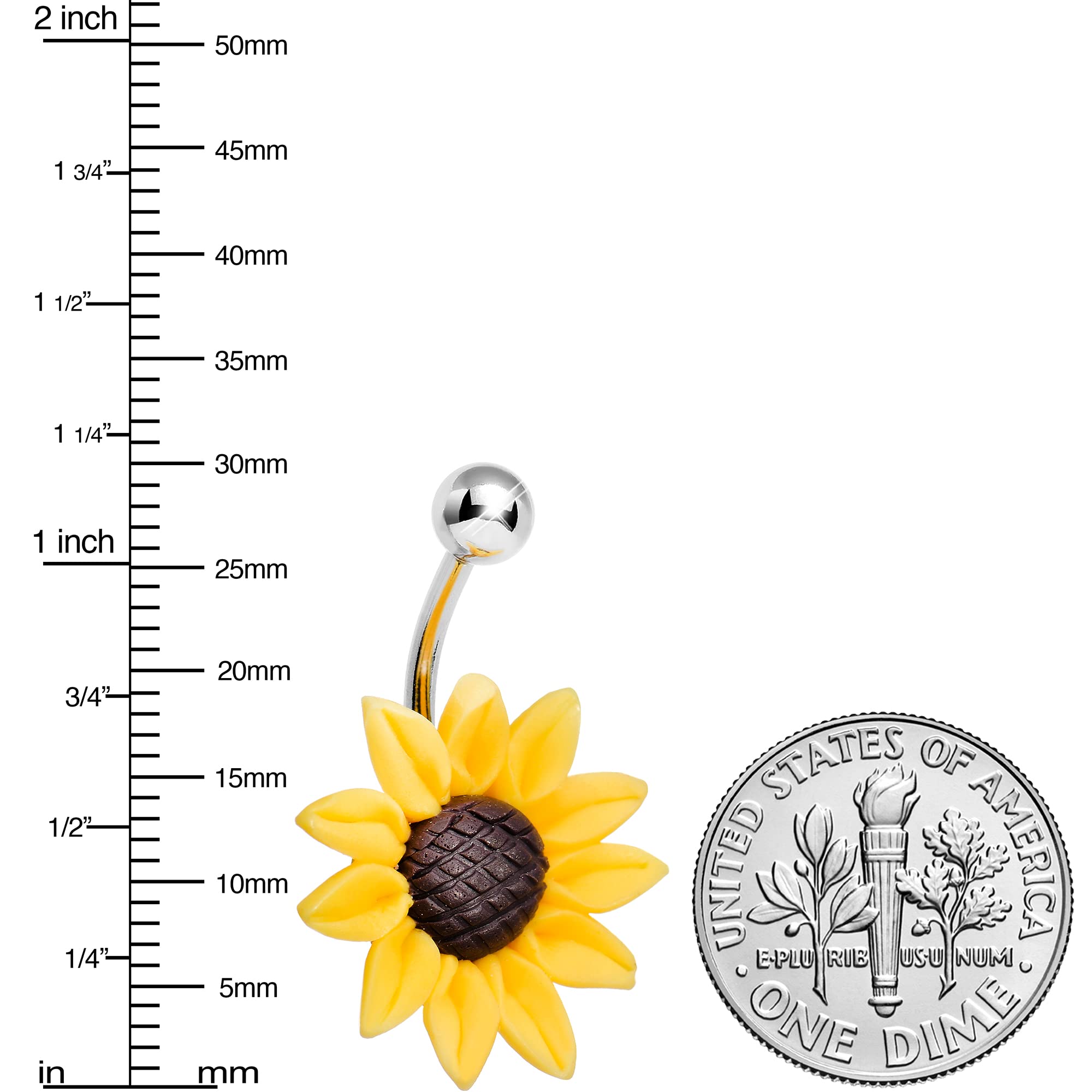 Body Candy Stunning Sunflower Belly Ring 14 Gauge