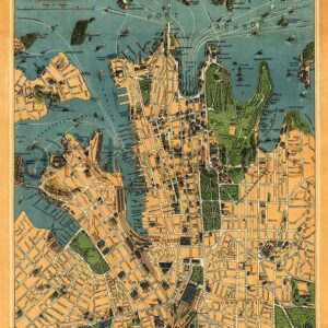 Antiguos Maps - Robinson's Aeroplane Map of Sydney Australia - Measures 24 in x 36 in (610 mm x 915 mm)