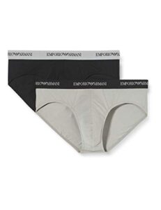 emporio armani men's stretch cotton classic logo brief, black/grey, x-large