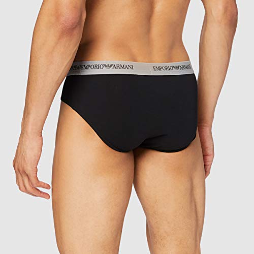 Emporio Armani Men's Stretch Cotton Classic Logo Brief, Black/Grey, X-Large