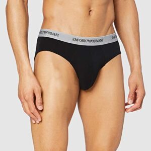 Emporio Armani Men's Stretch Cotton Classic Logo Brief, Black/Grey, X-Large