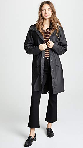 RAINS Men's Long Jacket, Black, Small/Medium