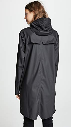 RAINS Men's Long Jacket, Black, Small/Medium