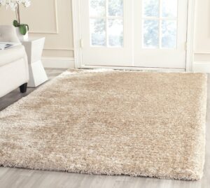 safavieh south beach shag collection area rug - 8' x 10', champagne, handmade, 1.8-inch thick ideal for high traffic areas in living room, bedroom (sbs562c)