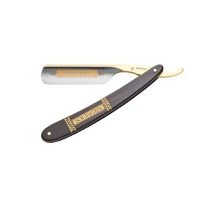 dovo bizmark straight razor with ebony wood handle, black, 6/8''