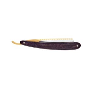 DOVO Bizmark Straight Razor with Ebony Wood Handle, Black, 6/8''