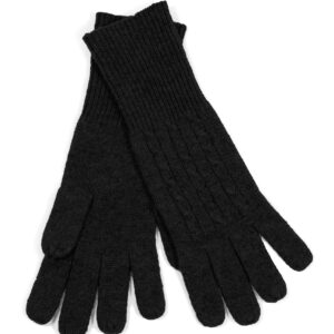 Fishers Finery Women's 100% Pure Cashmere Gloves, Cable with Extended Cuff Black