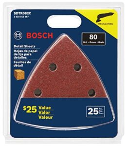 bosch sdtr082c 25 pc. 3-3/4 in. 80 grit detail sanding sheets for wood, red