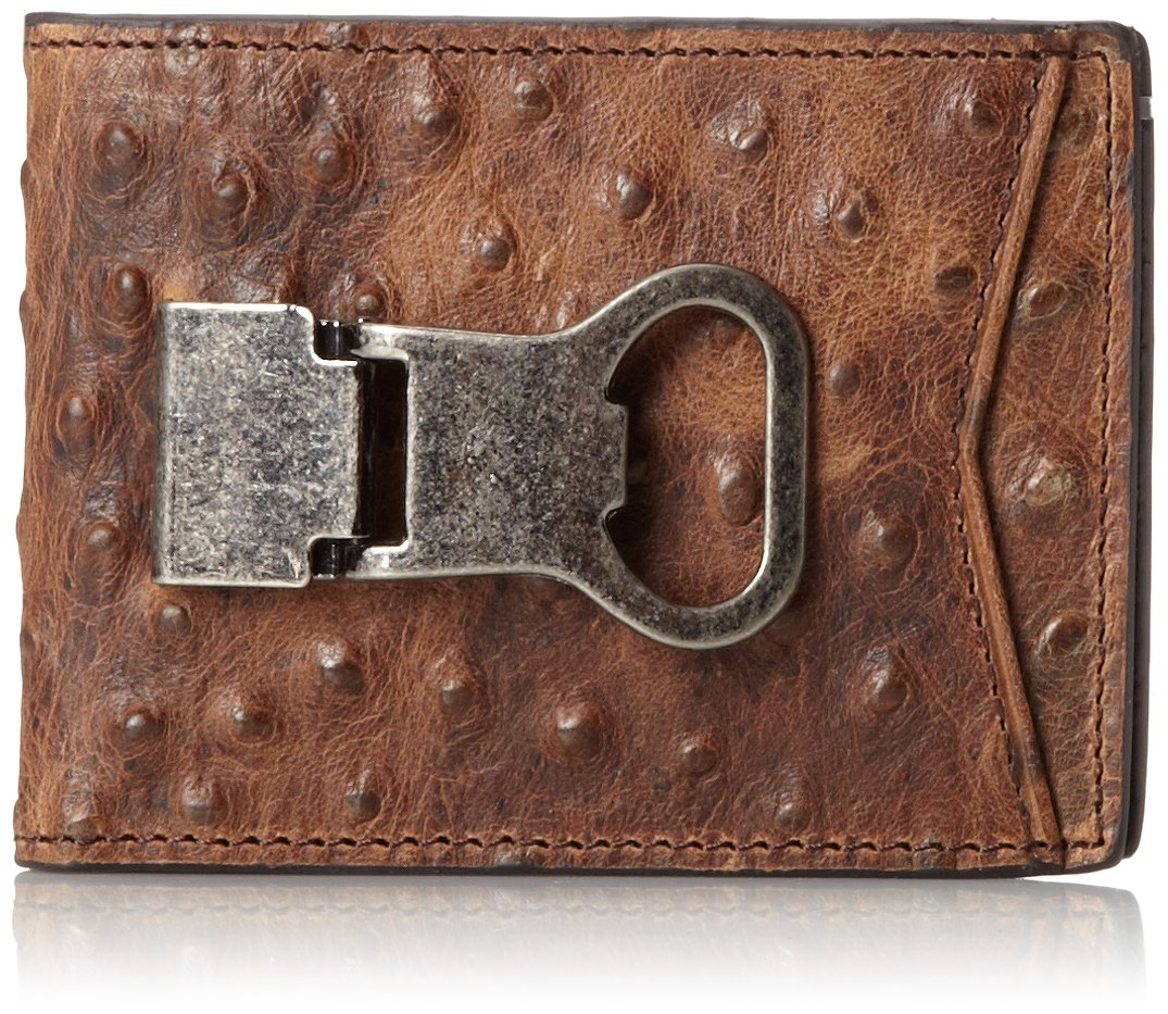 Nocona Belt Co. Double Bifold Money Clip Ostrich, Brown