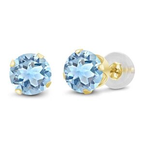 gem stone king 14k gold gemstone birthstone solitaire stud earrings | round 6mm | gold earrings for women