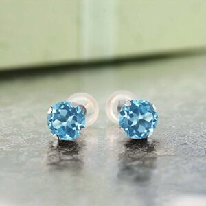 Gem Stone King 14K Gold Gemstone Birthstone Solitaire Stud Earrings | Round 6MM | Gold Earrings for Women