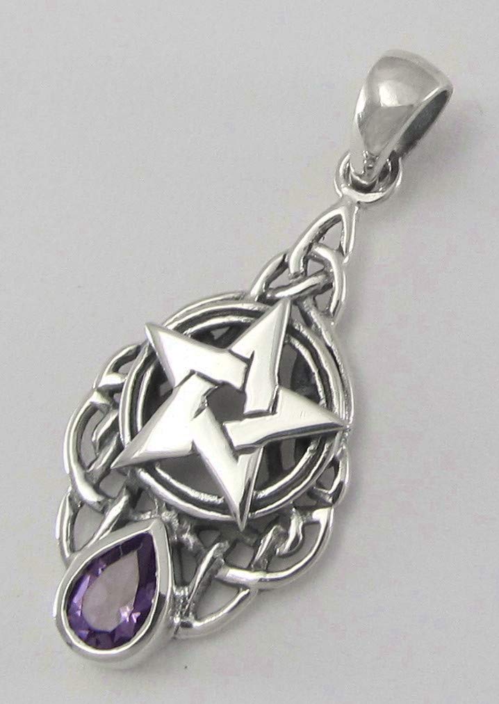 Moonlight Mysteries Amethyst Pentacle Pendant - .925 Sterling Silver Witch Pentagram Jewelry For Women