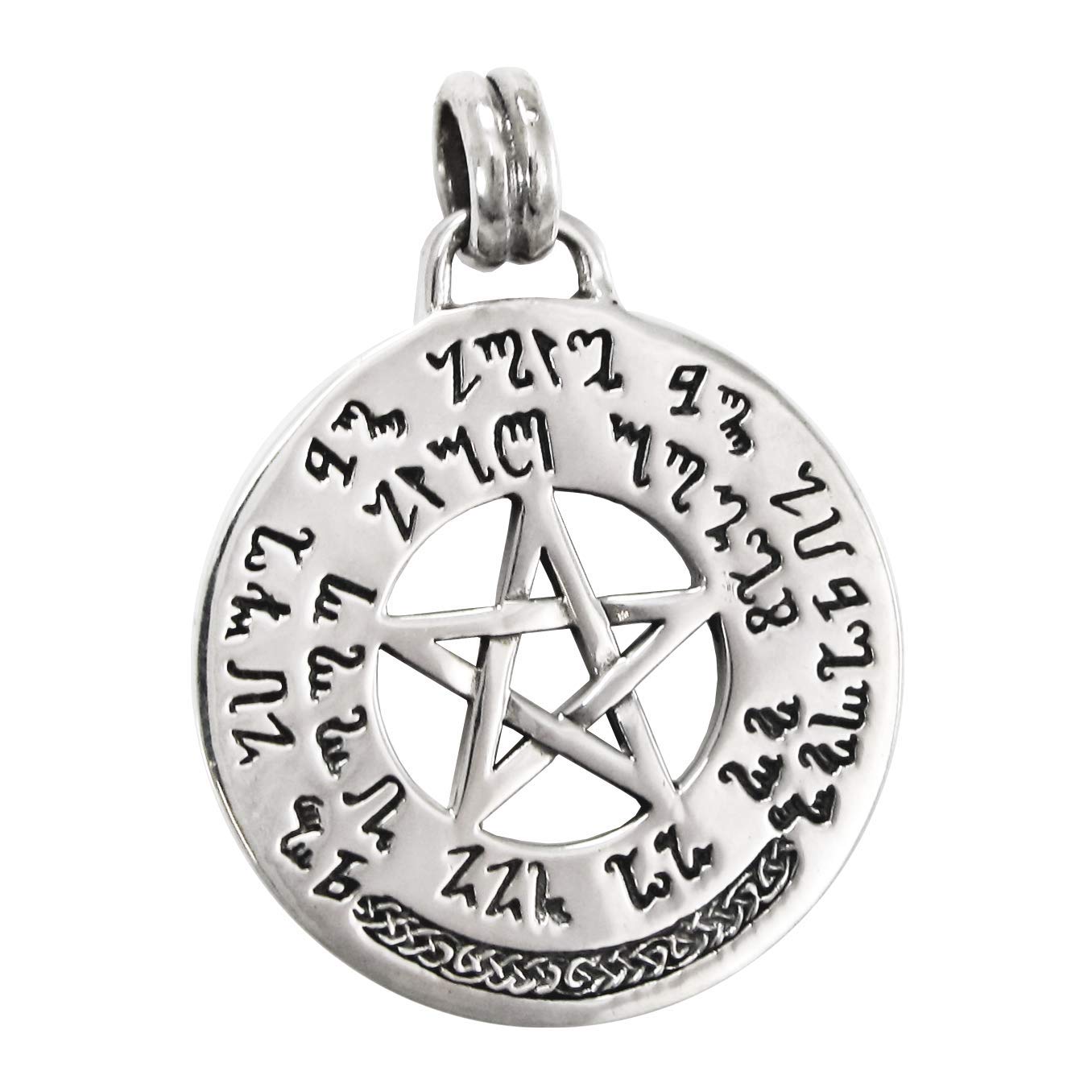 Moonlight Mysteries Sterling Silver Pentacle Theban Prosperity Prayer Talisman Pendant