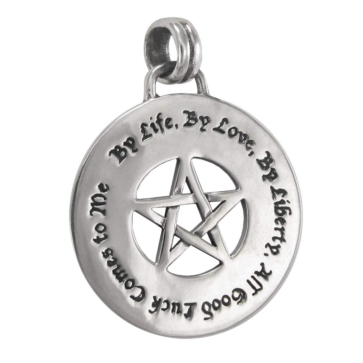 Moonlight Mysteries Sterling Silver Pentacle Theban Prosperity Prayer Talisman Pendant