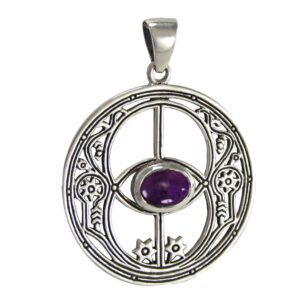 moonlight mysteries sterling silver chalice well pendant with natural amethyst