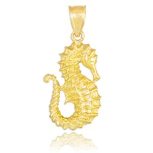 14k yellow gold seahorse pendant