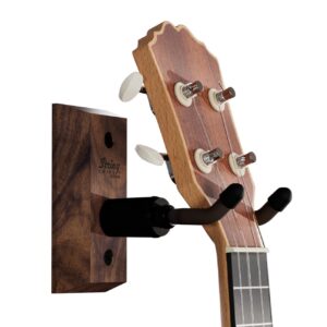 string swing ukulele wall mount stand for mandolin ukele concert pineapple soprano tenor and baritone compatible case alternative kit for home or studio - black walnut hardwood cc01uk-bw