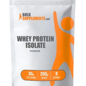 BulkSupplements.com Whey Protein Isolate Powder - Unflavored Protein Powder, Whey Isolate Protein Powder - Whey Protein Powder, Gluten Free, 30g per Serving, 250g (8.8 oz) (Pack of 1)