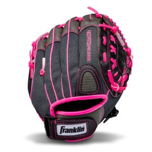 franklin sports softball glove - left and right handed softball windmill fastpitch pro series adult and youth fielding glove - 12 inch right hand throw - pink