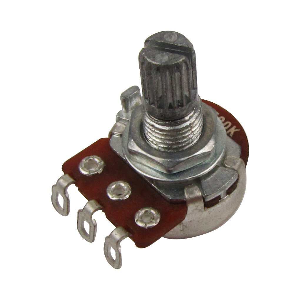 Musiclily 15mm Guitar Mini Size Pots 500K Short Split Shaft Audio Taper Potentiometers for Guitar Bass (Pack of 2)