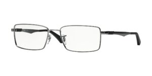 ray-ban rx6275 rectangular prescription eyeglass frames, gunmetal/demo lens, 54 mm