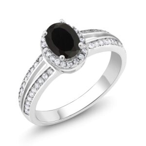 gem stone king 925 sterling silver black onyx ring | 0.99 cttw | oval 7x5mm | gemstone birthstone | wedding engagement anniversary promise ring for women | available in size 5, 6, 7, 8, 9