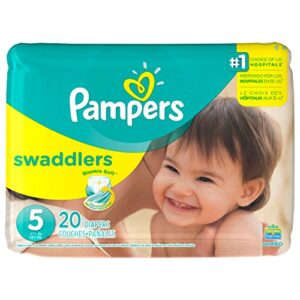 pampers swaddlers disposable diapers size 5, 20 count, jumbo