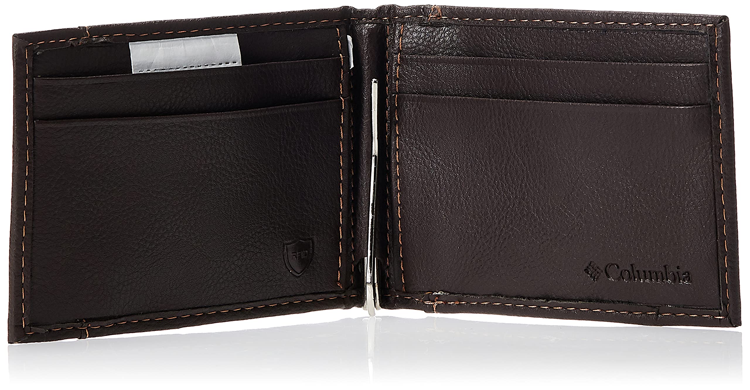 Columbia Men's Leather Front Pocket Wallet Card Holder for Travel