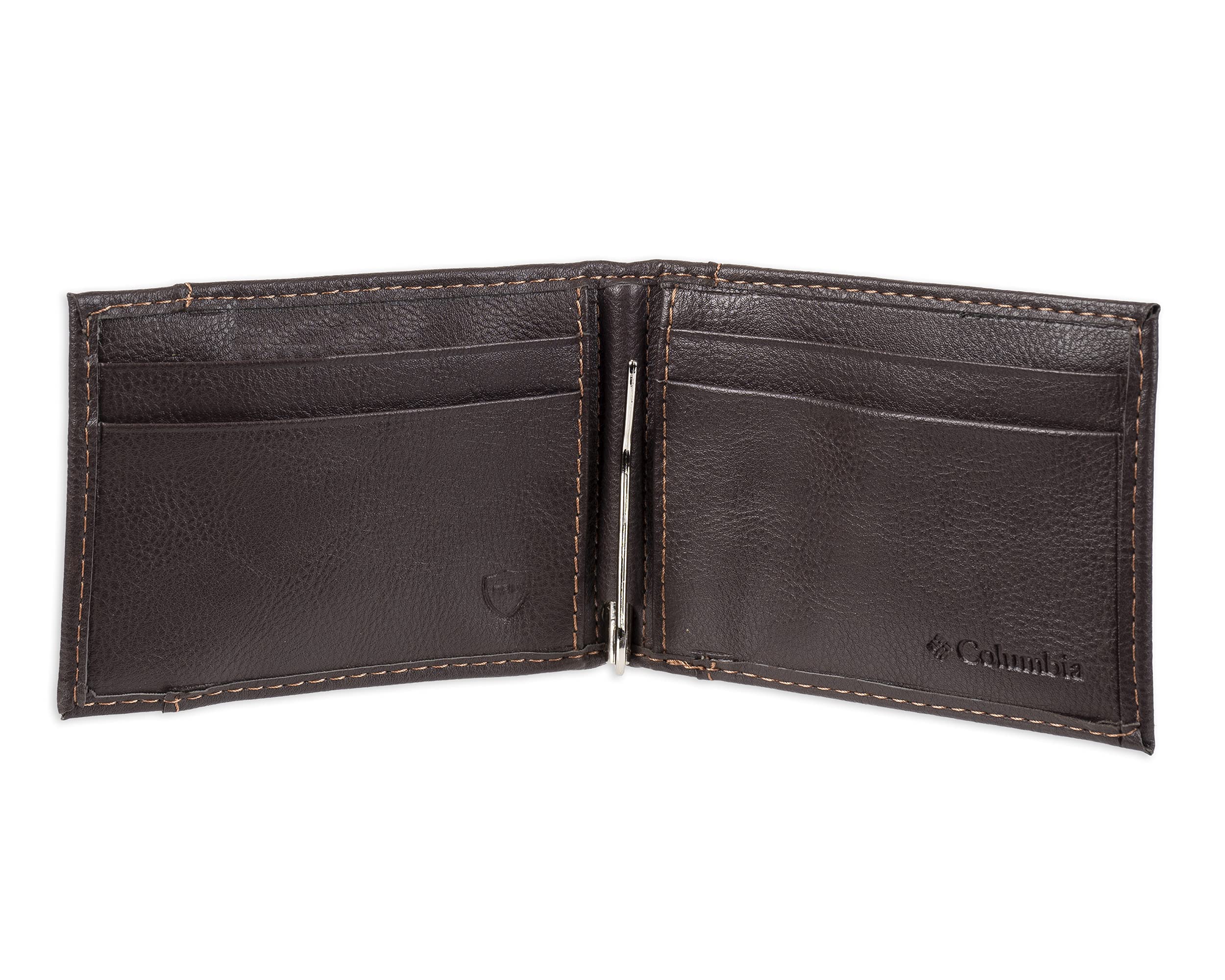 Columbia Men's Leather Front Pocket Wallet Card Holder for Travel