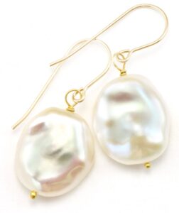 spyglass designs 14k gold filled freshwater cultured pearl earrings baroque button white large luster drops