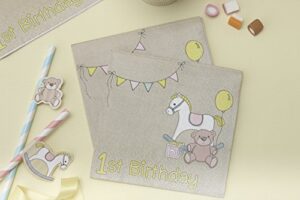 ginger ray 1st party paper napkins rock a bye baby first birthday, 16 pack