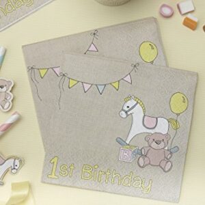 Ginger Ray 1st Party Paper Napkins Rock a Bye Baby First Birthday, 16 Pack