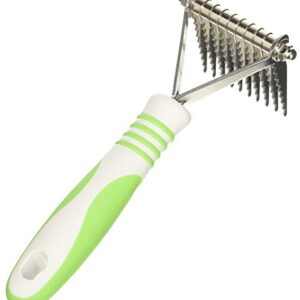 Andis 66050 De-Matting Rake with 10 Blades - Grooming Brush with Safety Edges & Promotes Healthy Skin & Coat - Non-Slip Handle, De-Shedding & Perfect for Long-Haired Breeds, Green, 7.5", 1 Pack