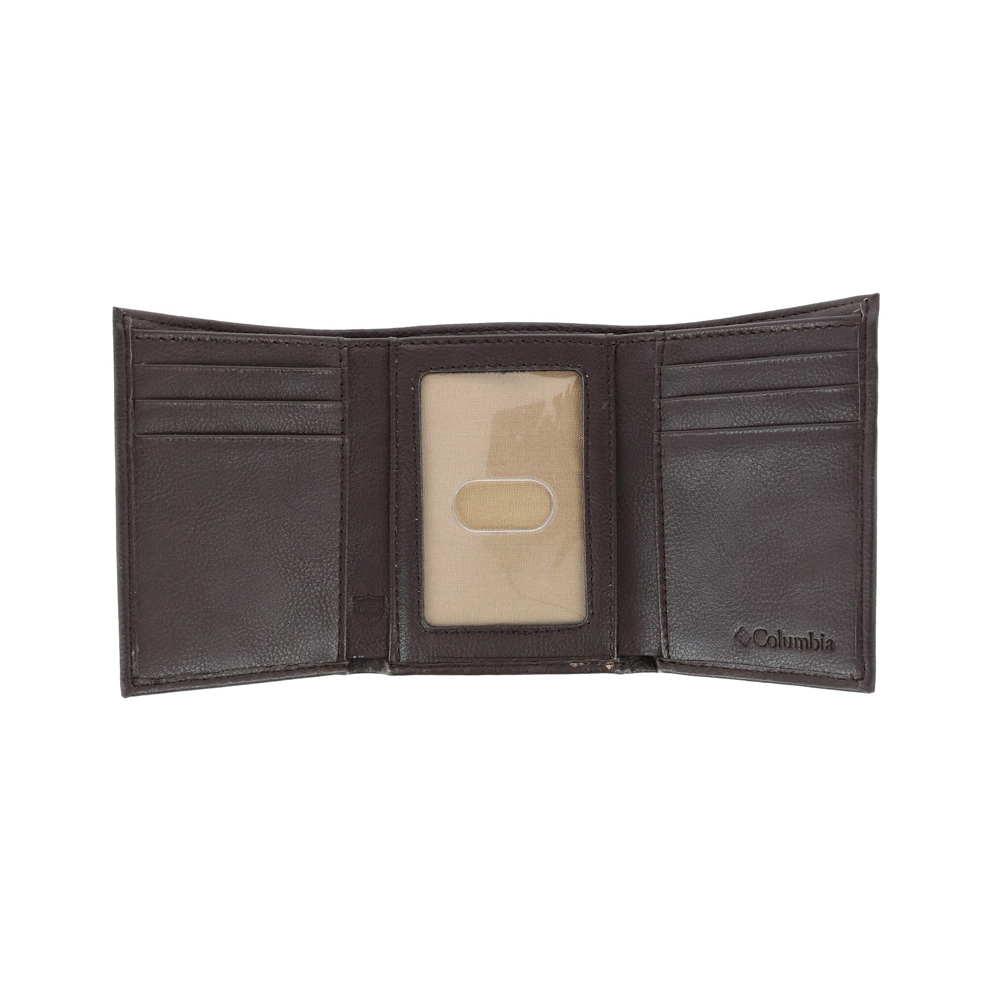 Columbia Men's RFID Genuine Leather Trifold Wallet With ID Window, Credit Card Pockets