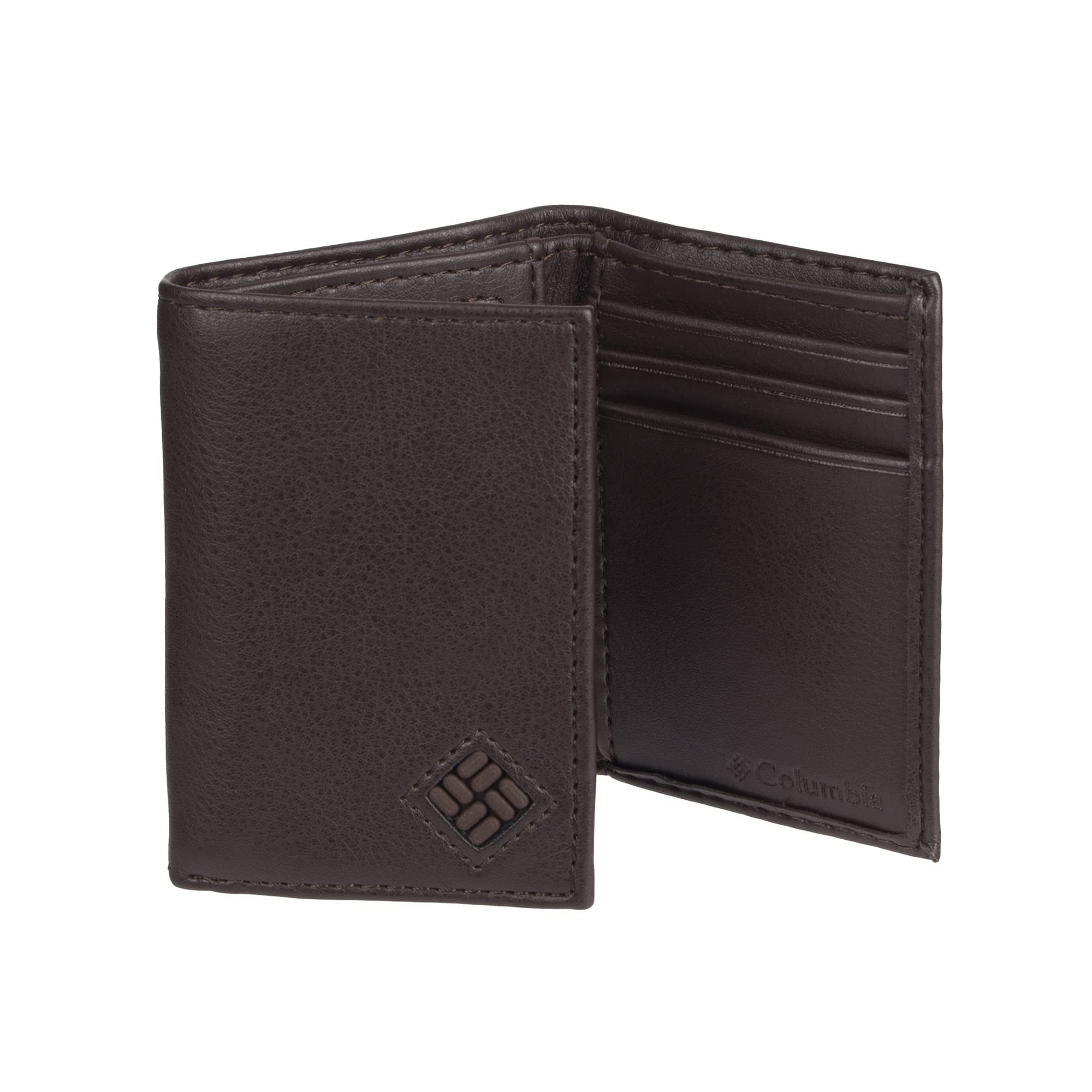 Columbia Men's RFID Genuine Leather Trifold Wallet With ID Window, Credit Card Pockets