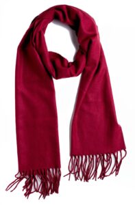 plum feathers winter scarf shawl with cashmere feel - rich solid colors winter scarves and wraps 72" x 12" (burgundy)