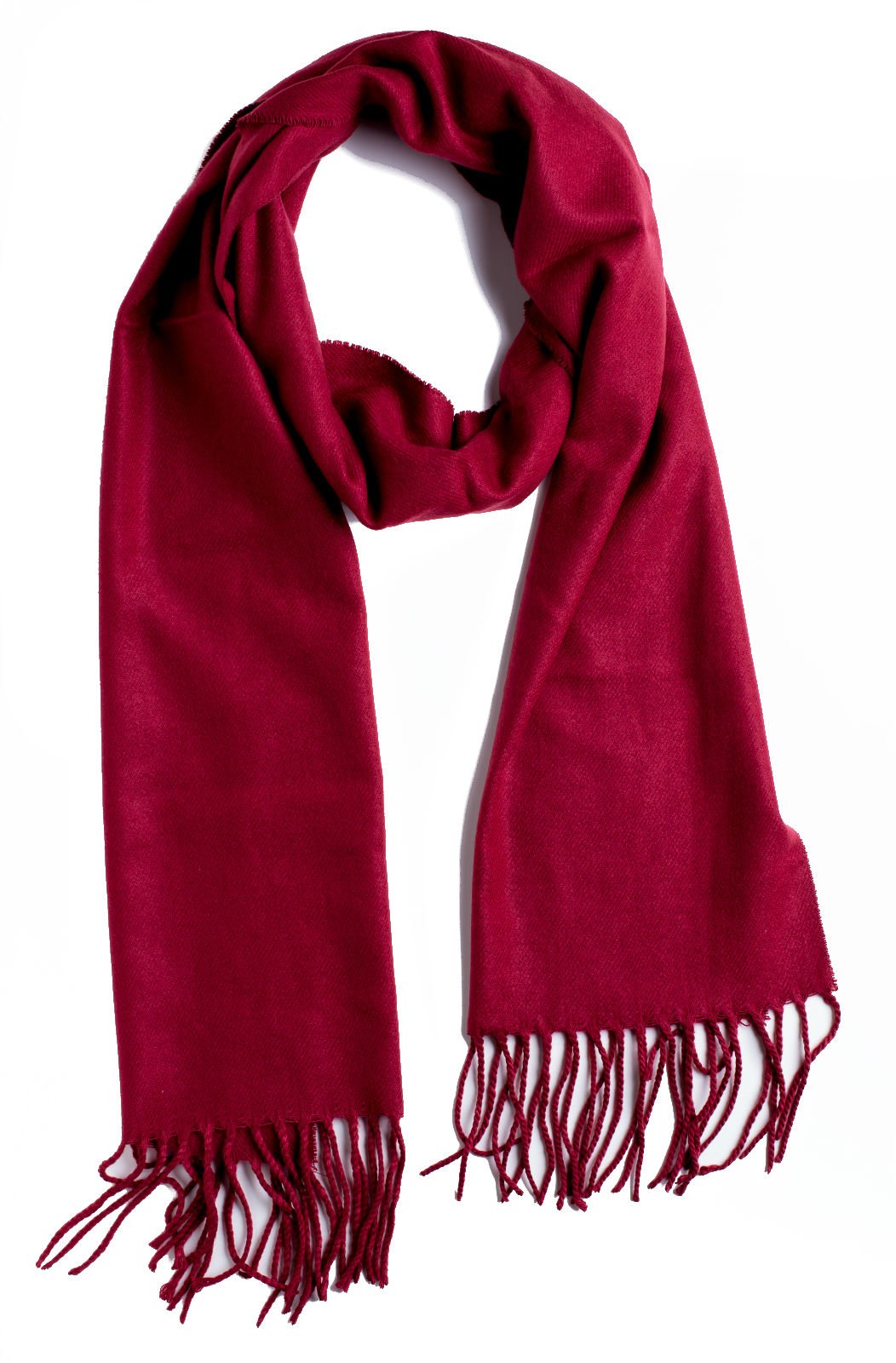 Plum Feathers Winter Scarf Shawl with Cashmere Feel - Rich Solid Colors Winter Scarves and Wraps 72" x 12" (Burgundy)