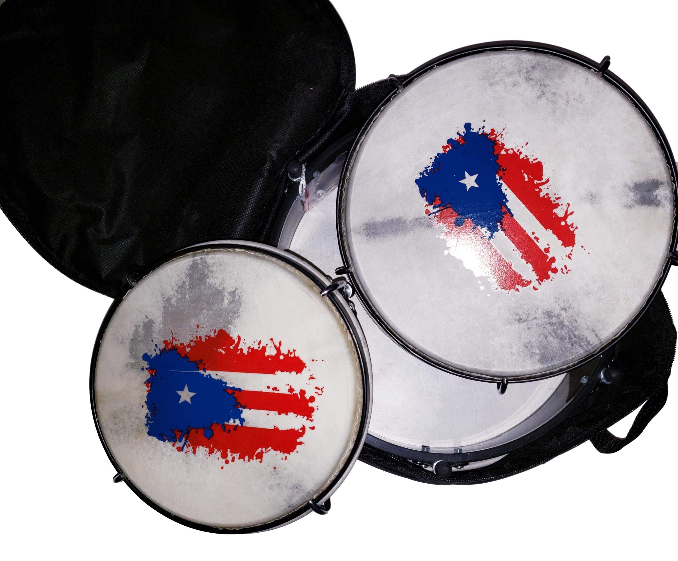 Set de Panderos - Pleneras de PVC con Bandera de Puerto Rico