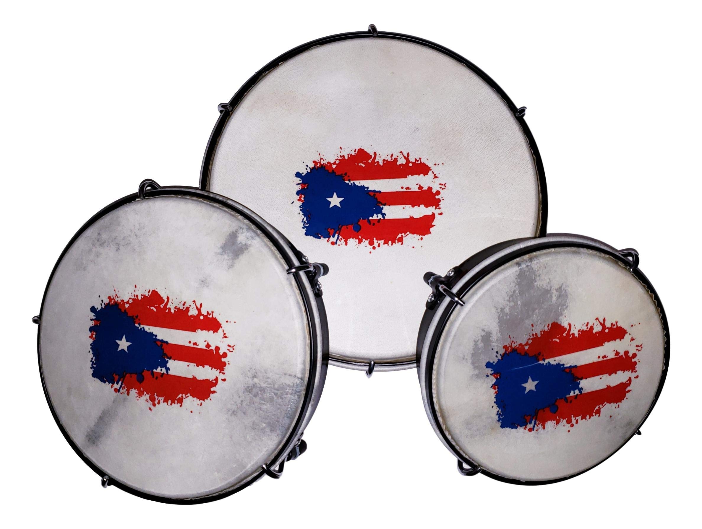 Set de Panderos - Pleneras de PVC con Bandera de Puerto Rico