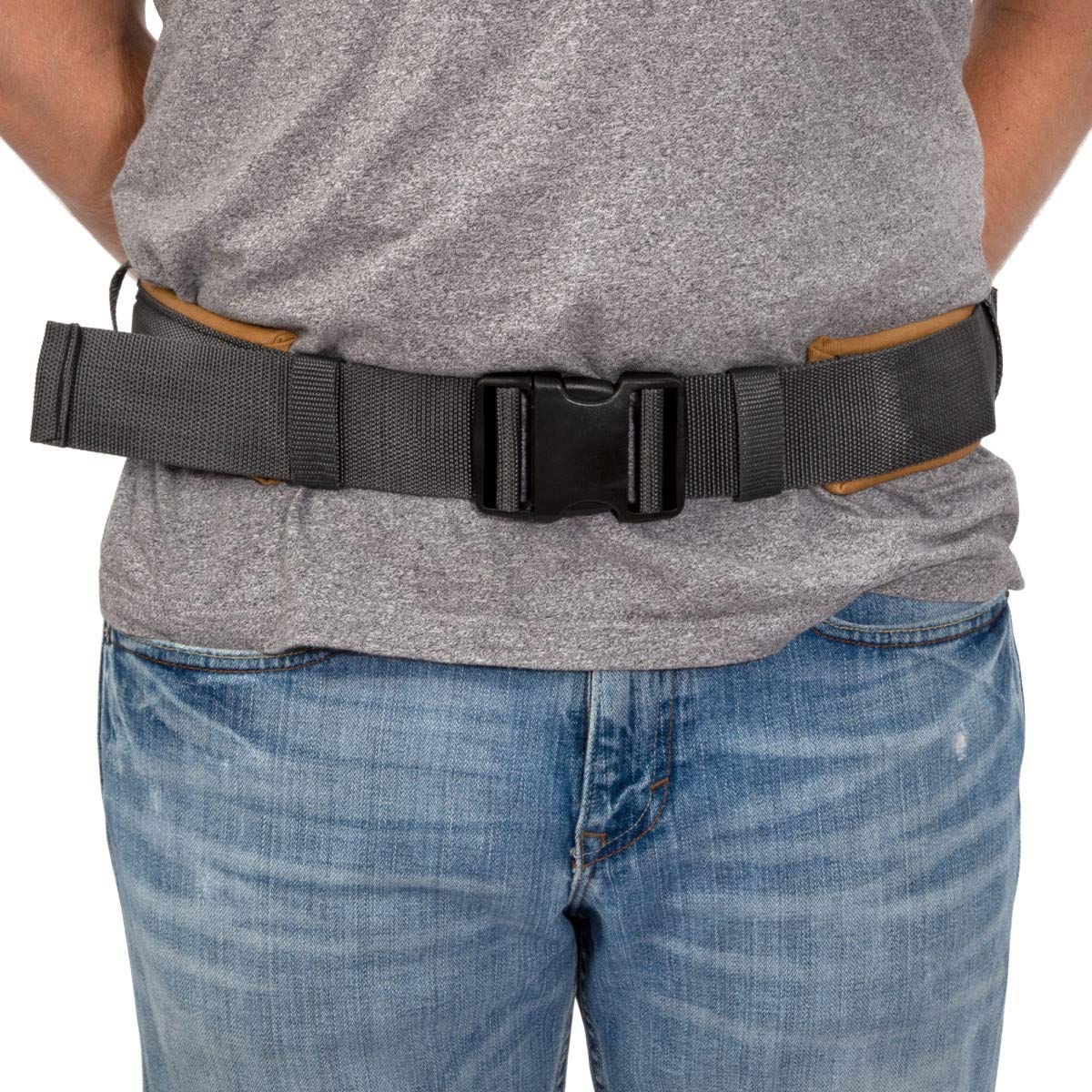 Dickies Heavy-Duty Padded Work Belt for Contractors, Quick-Release Buckle, Adjustable, 3-Inch Width, Holds Most Tool Belt Pouches, Grey/Tan