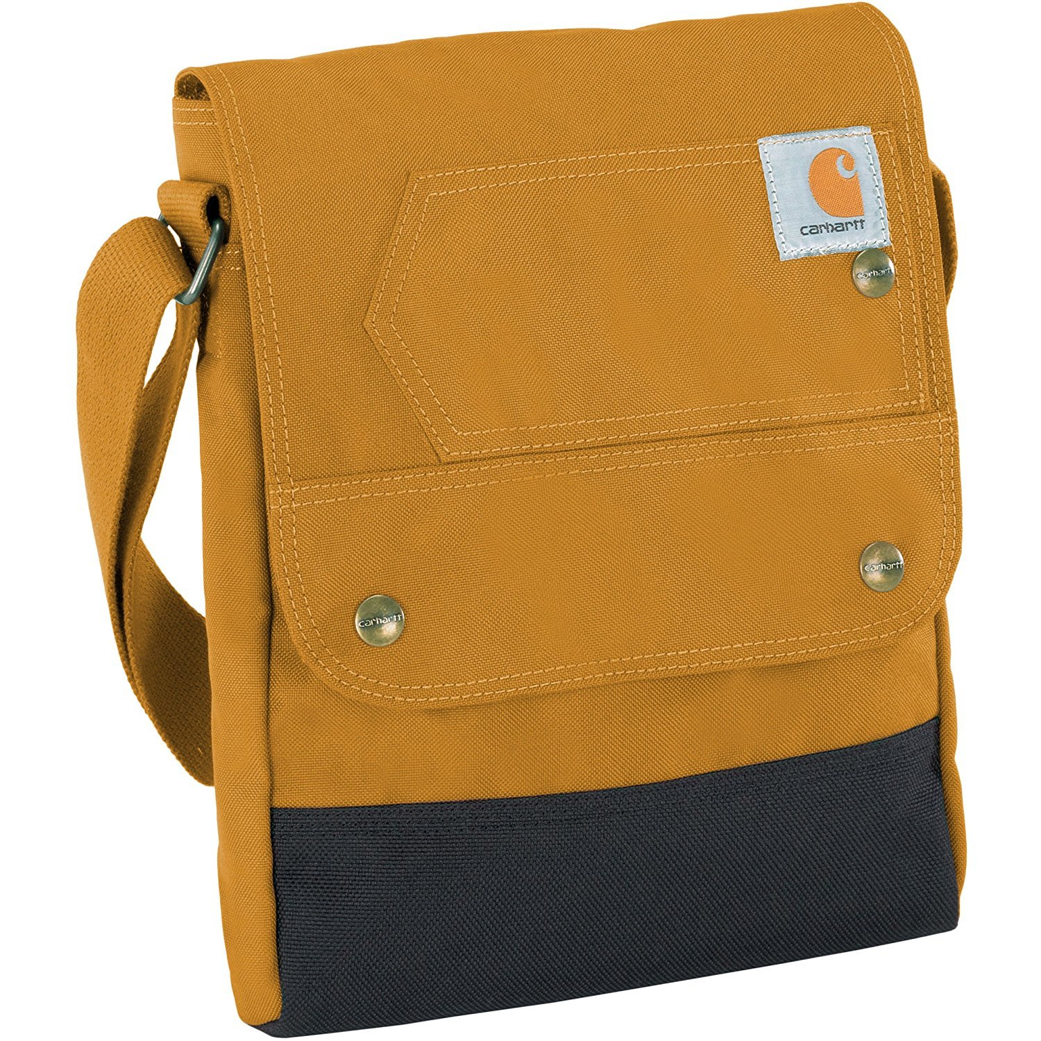 Carhartt, Durable, Adjustable Crossbody Bag with Flap Over Snap Closure, Carhartt Brown