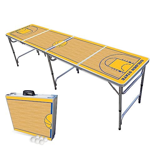 8-Foot Professional Beer Pong Table - Golden State Basketball Court