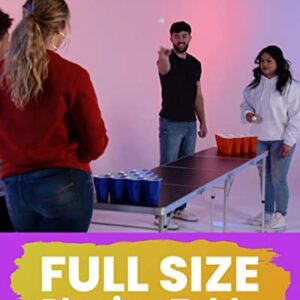 8-Foot Professional Beer Pong Table - Golden State Basketball Court