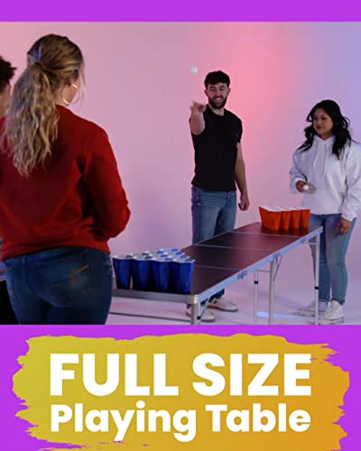 8-Foot Professional Beer Pong Table - Golden State Basketball Court