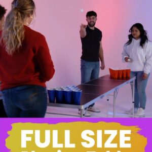 8-Foot Professional Beer Pong Table - San Antonio Basketball Court