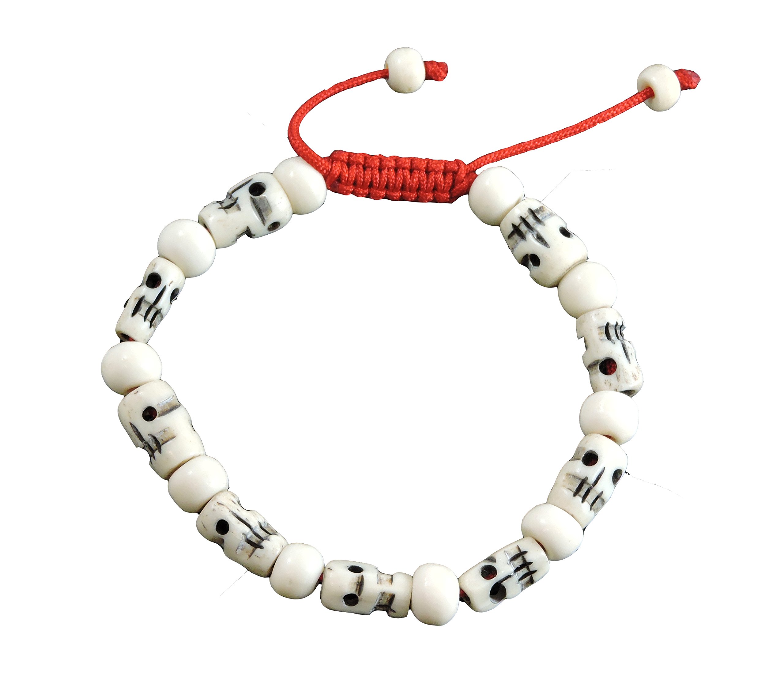 Tibetan Mala Carved Yak Bone Skull Wrist Mala/ Bracelet for Meditation BM-24