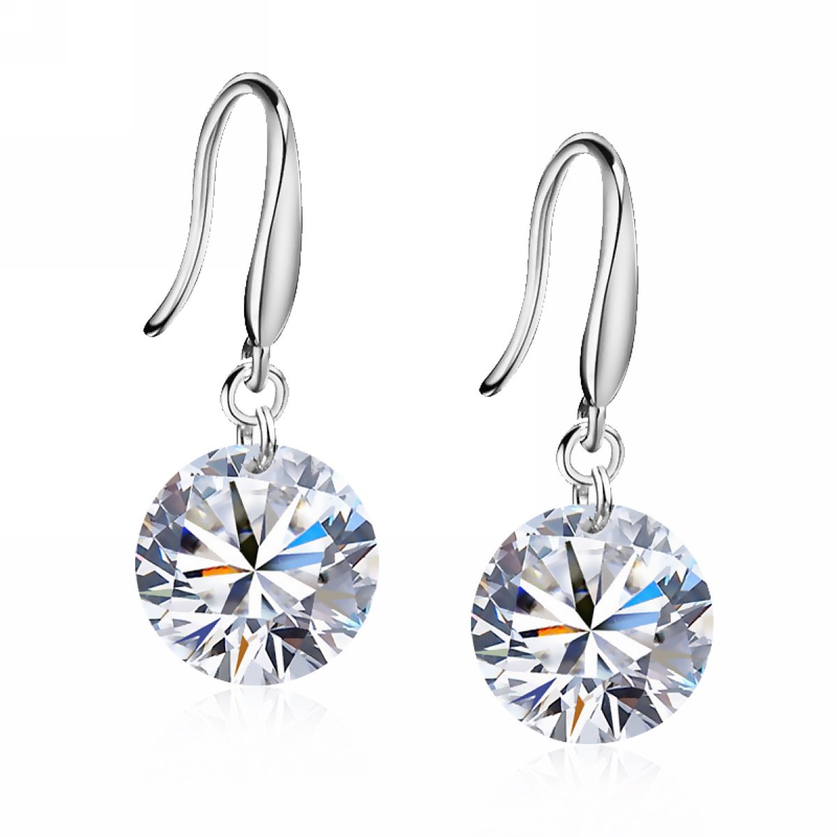 Merdia 925 Sterling Silver Earings Dangle Shiny Cubic Zirconia Studs Hypoallergenic for Women | Earrings for Women Trendy | Dangling Earrings for Women | Silver Drop Earrings | Sterling Silver Jewelry