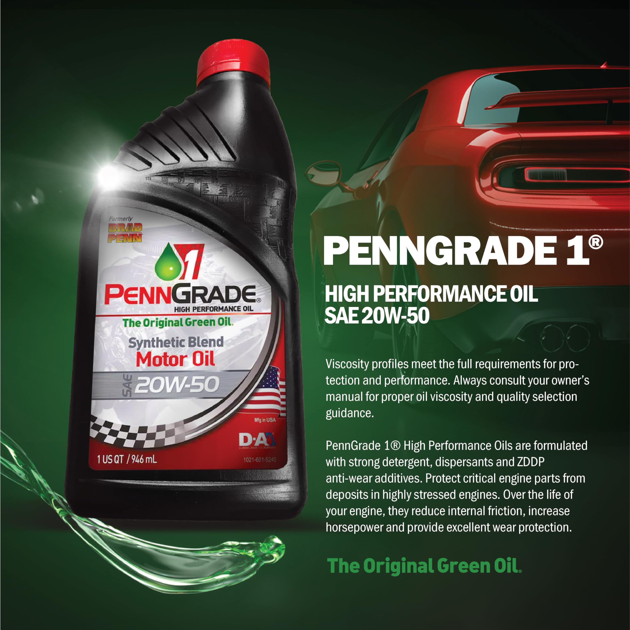 71196, Synthetic Blend High Performance Oil SAE 20W-50, 1 Quart (12 Pack)