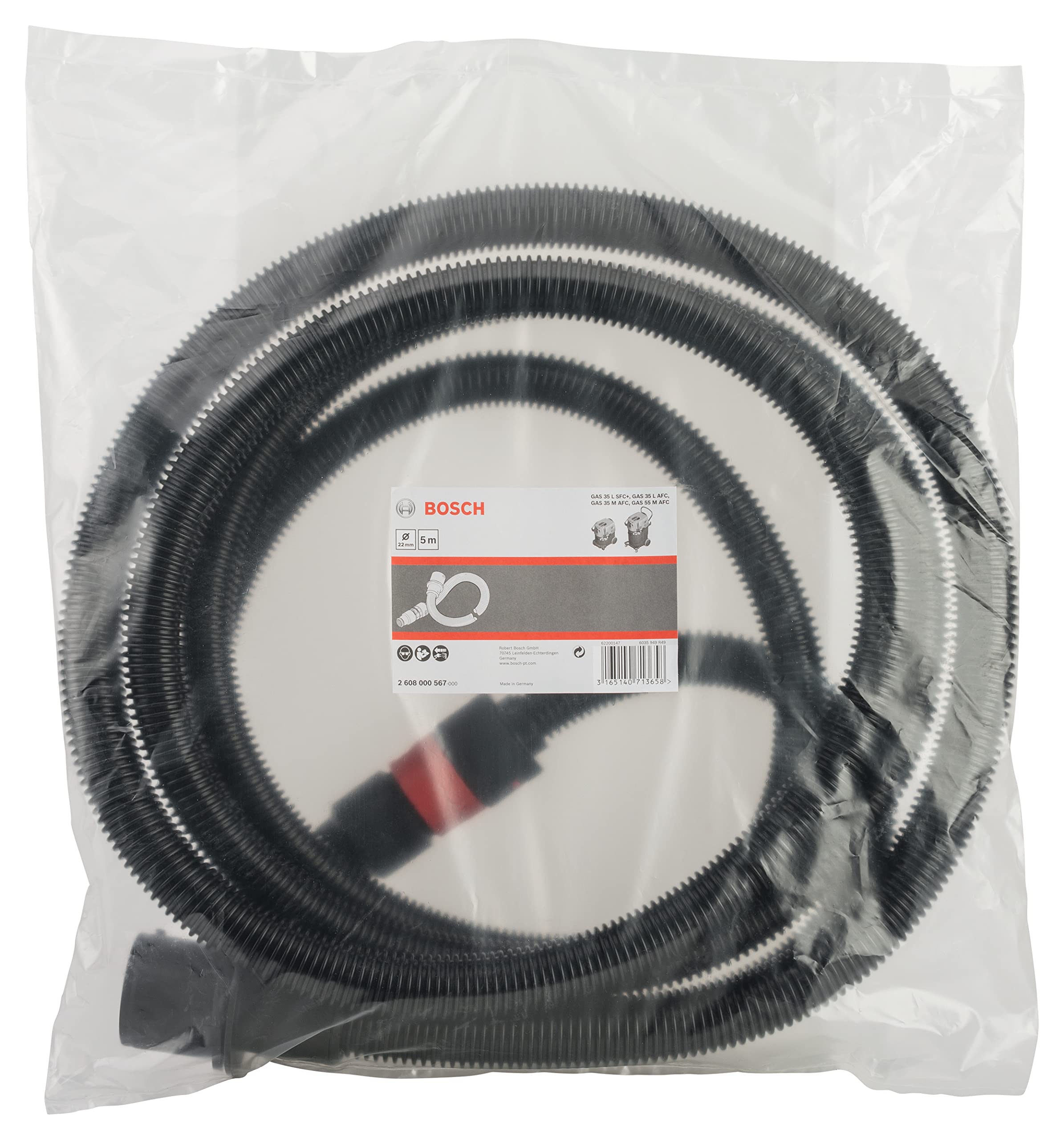 Bosch Professional 2608000567 Hose with Bayonet Lock for Gas 35-55, Black, 5000 x 22 mm